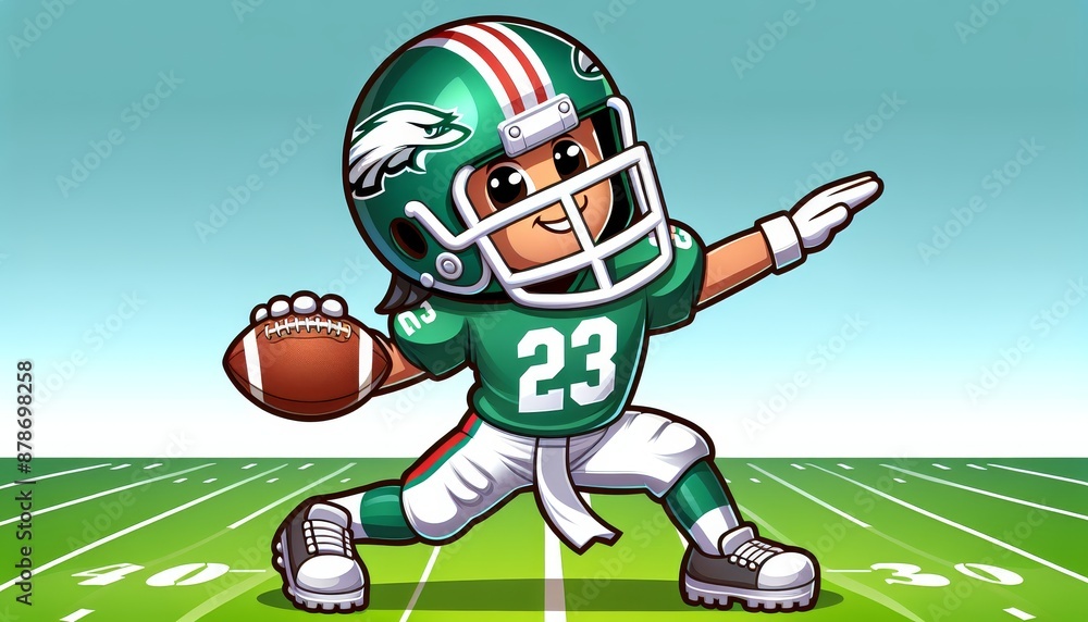 Football Player Ready for the Throw - A cartoon football player in ...