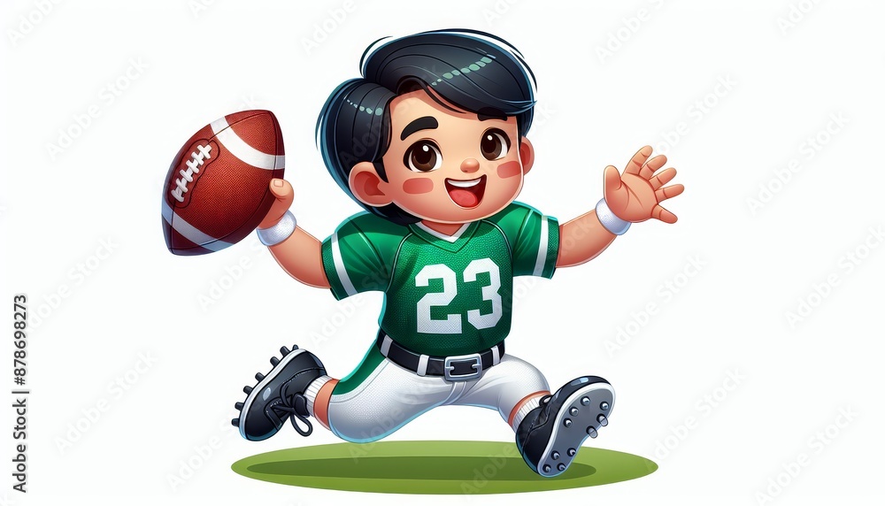 Cartoon Football Player Running With Ball - Cartoon illustration of a ...