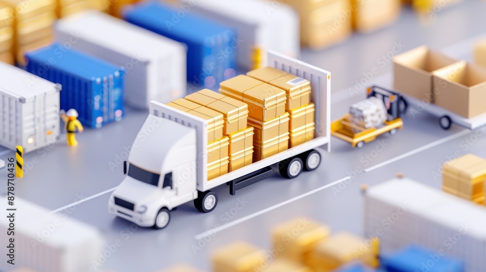 A team loading commodities into a storage unit for delivery and ...