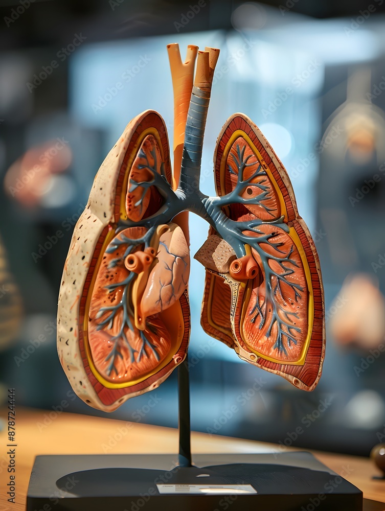 Human respiratory system model is show Lungs and heart. Human physical ...