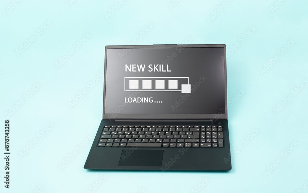 Progress bar with the words new skill loading, education concept ...