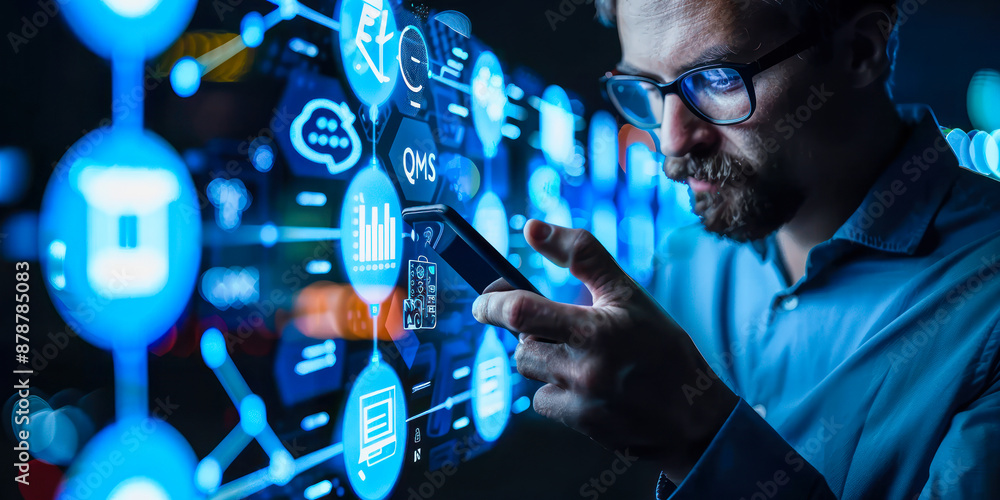 Professional utilizing digital interface to manage Quality Management ...