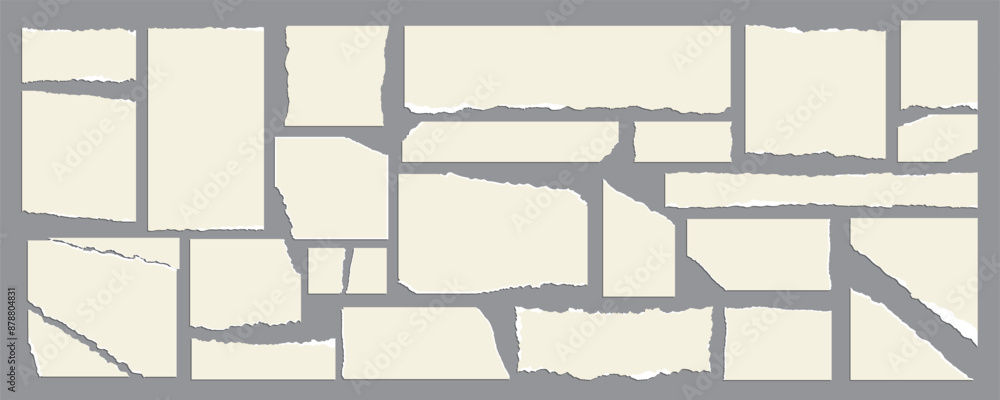 vector torn paper, torn paper set, torn sheet edge, lebel, banner ...