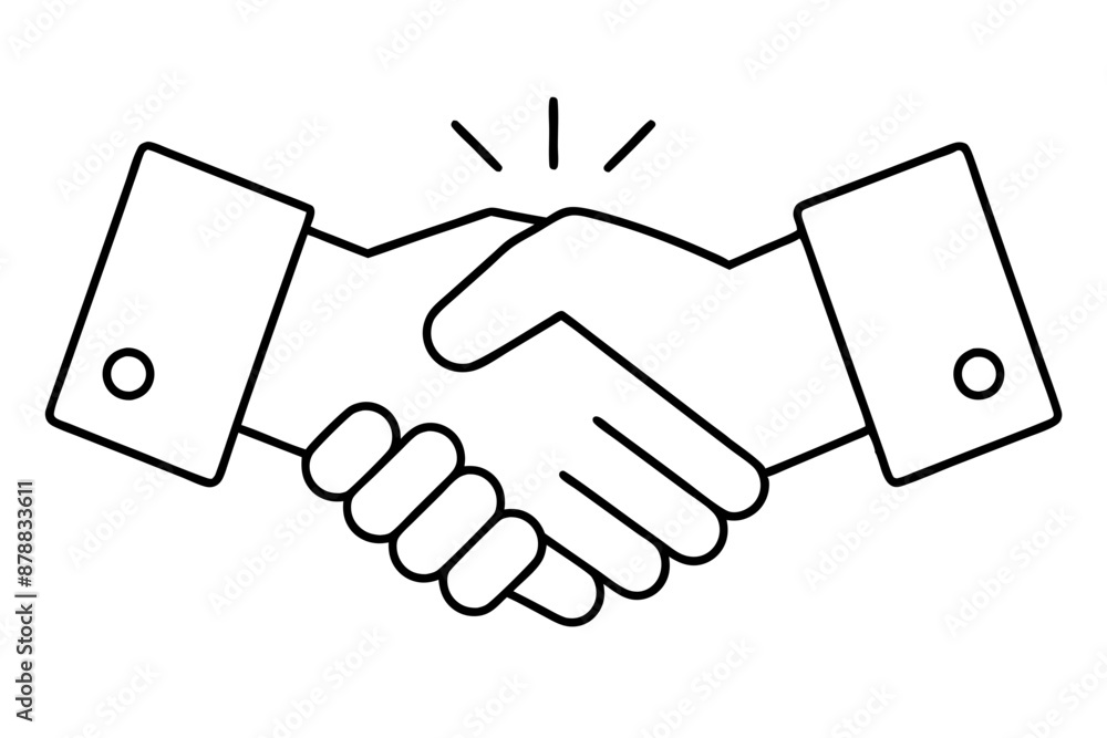 Mans handshake line icon. Business shake, deal agreement symbol ...