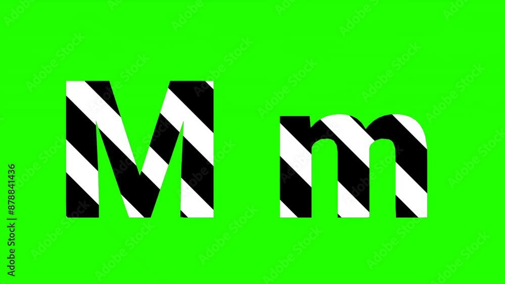 Animated letter "M" in uppercase and lowercase, with a black and white ...