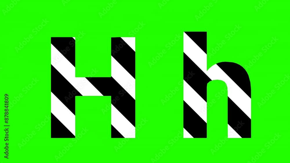 Animated letter "H" with a black and white striped pattern. Perfect for ...