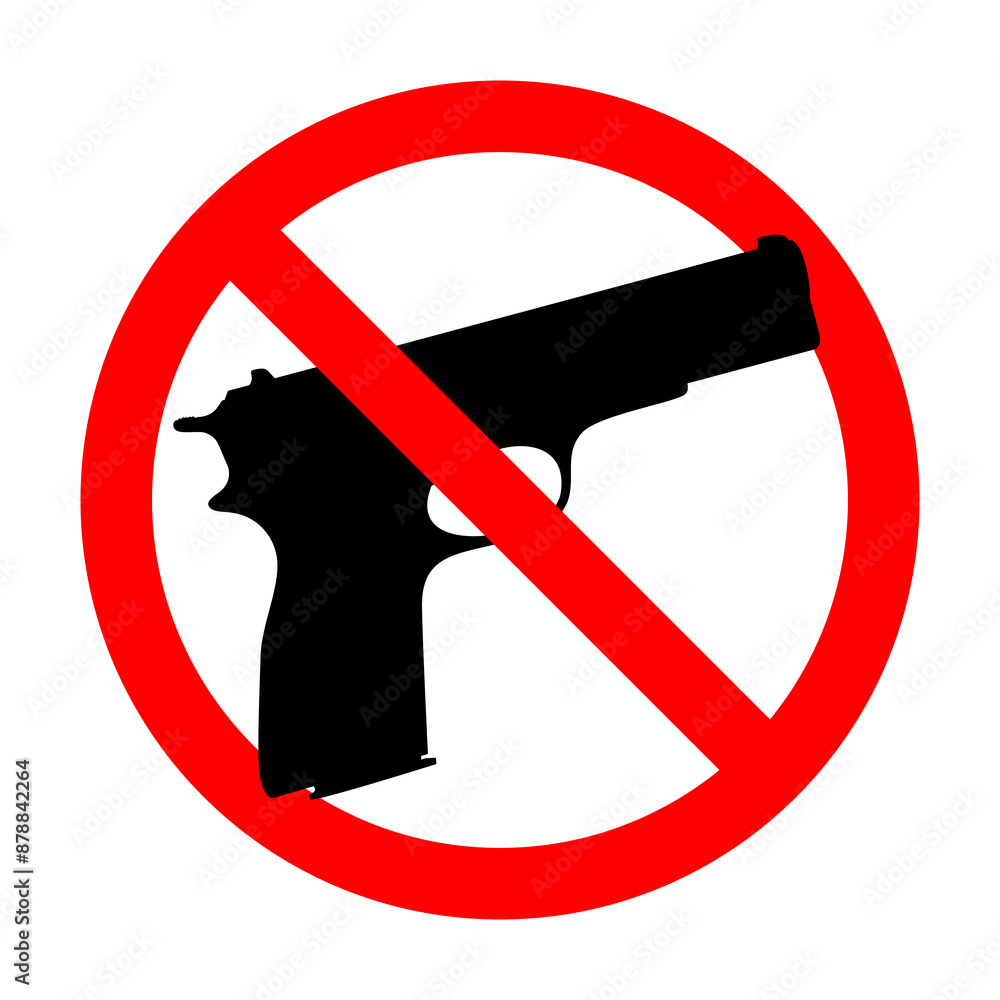 No gun sign, prohibition warning sign, ban. Restricted area, pistol not ...