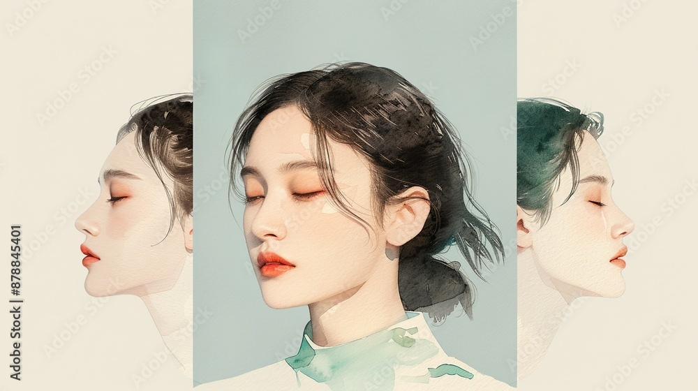 Dynamic watercolor portraits showcasing a range of human emotions and ...