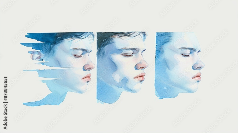 Emotional watercolor portraits portraying a range of human emotions and ...