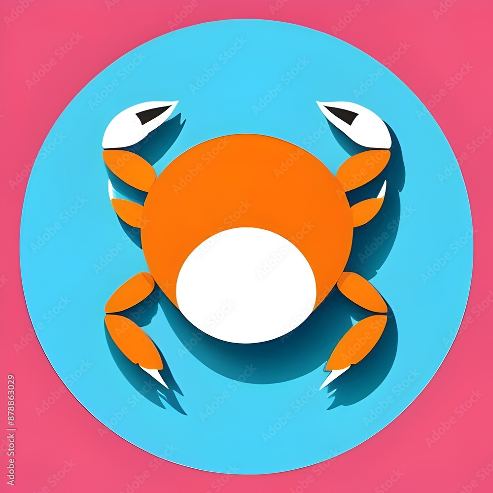 a vector image of a cartoon crab, flat logo, Icon, Illustration, Design ...