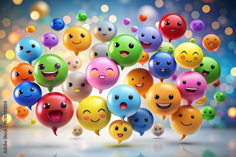 Colorful cartoon speech bubbles in various shapes and sizes, filled ...