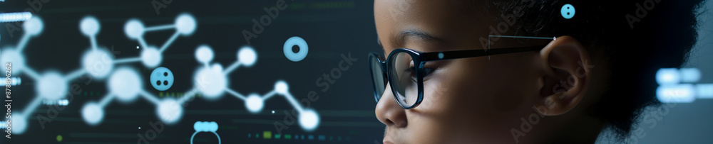 black child using colourful simplistic artificial intelligence on ...