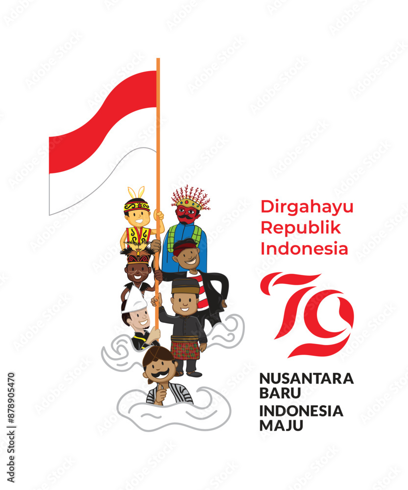 Cartoon illustration of Indonesian people wearing traditional clothes ...