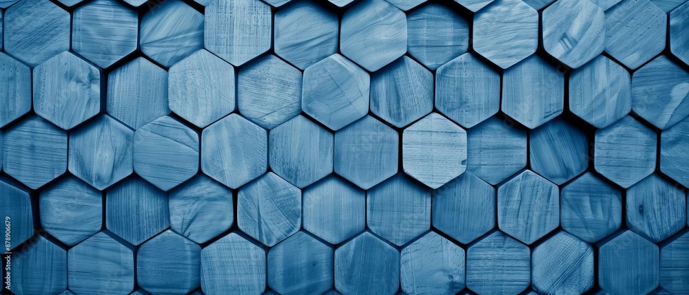Modern blue hexagonal tile pattern background with geometric shapes ...