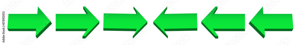 arrows 3d green icon. arrow sign three-dimensional shape with left and ...