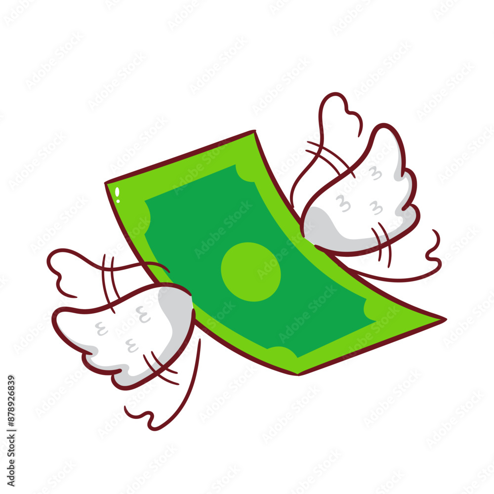 Money Flying With Wings Cartoon Vector. Saving And Investment ...