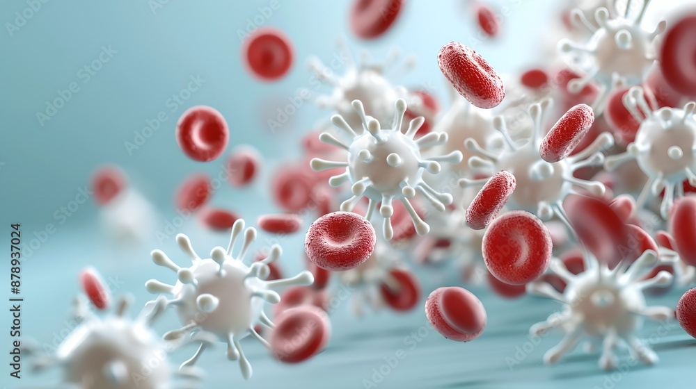 Realistic and detailed representation of white blood cells on a ...