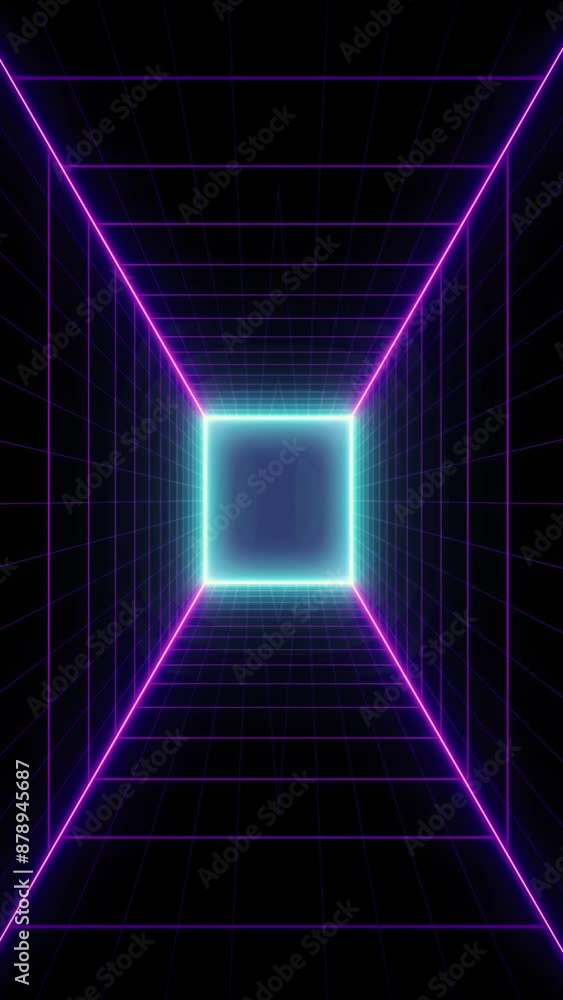 Retro style 80s Sci-Fi background vertical. Futuristic with laser grid ...