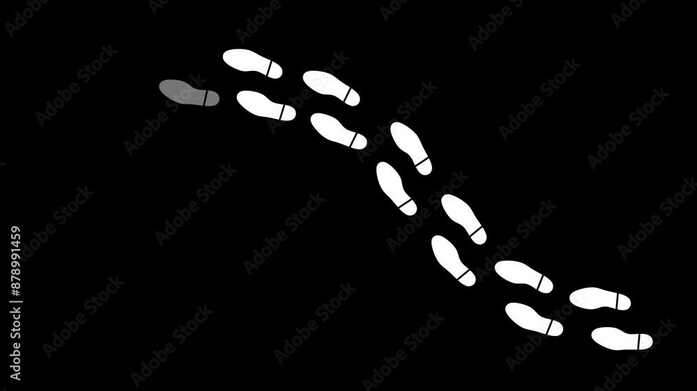 Human Boot Foot Print Walk Animation On Alpha Channel Transparent ...