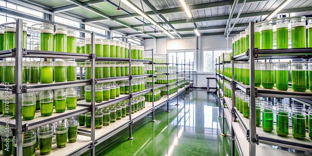 High tech lab algae farm producing biofuel, algae, biofuel, sustainable ...