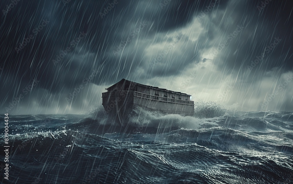 Generative AI of Noah's Ark Amidst Torrential Rain: Biblical Story ...