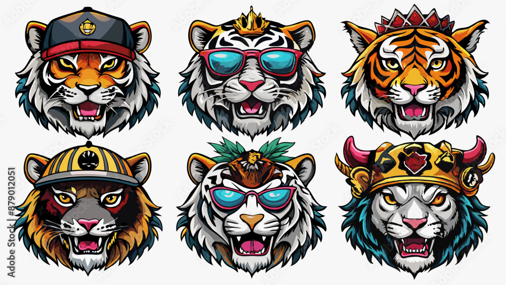 tiger head mascot design , tiger head crown vector,Tiger Head with ...