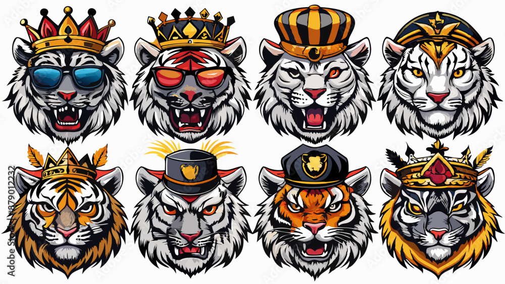 tiger head mascot design , tiger head crown vector,Tiger Head with ...