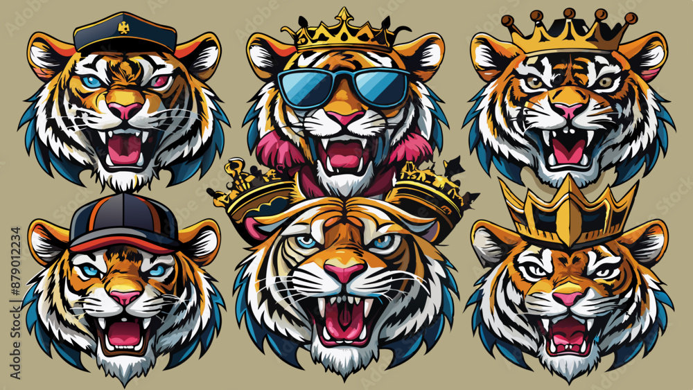 Vetor de tiger head mascot design , tiger head crown vector,White Tiger ...