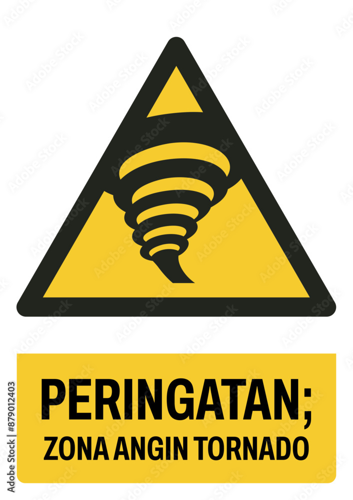 ISO warning safety signs in indonesian_peringatan; zona angin tornado ...