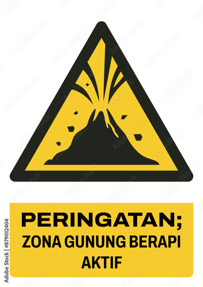 ISO warning safety signs in indonesian_peringatan; zona gunung berapi ...
