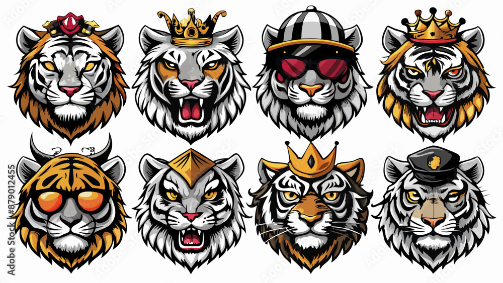 Vetor de tiger head mascot design , tiger head crown vector,Fierce ...