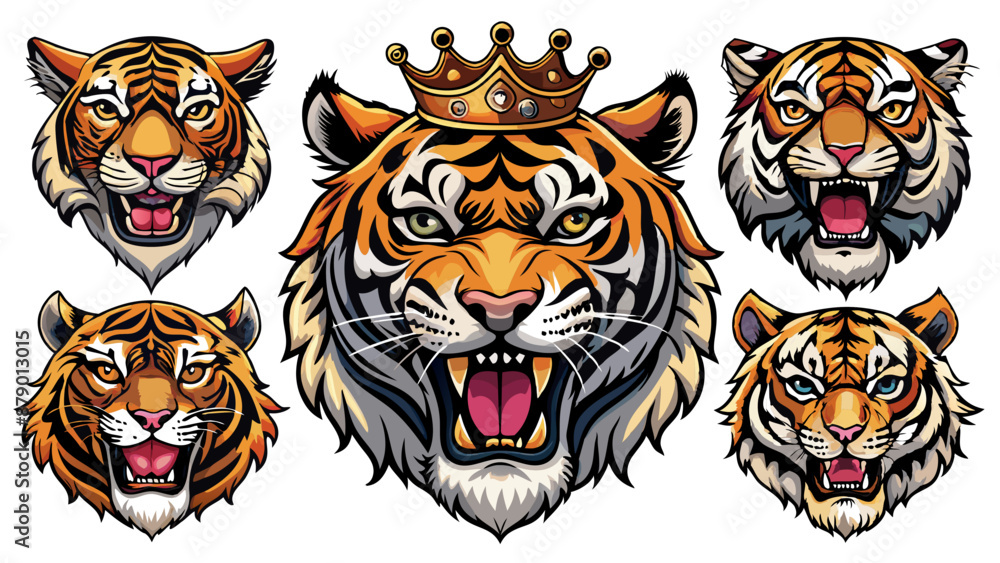 Vetor de tiger head mascot design , tiger head crown vector,Angry Tiger ...