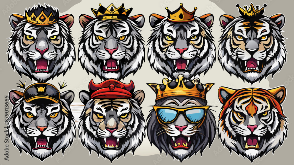 tiger head mascot design , tiger head crown vector,Tiger Head Mascot ...