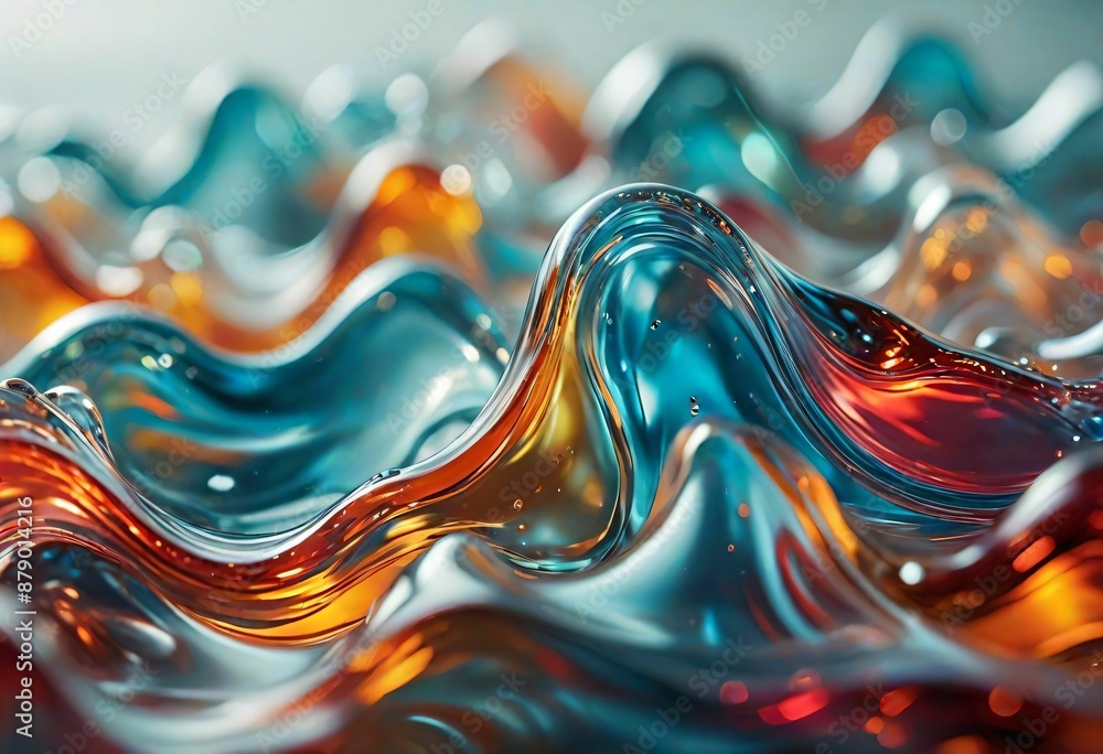 dynamic composition of wavy glass forms in varying opacities and colors ...