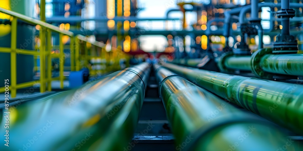 Pipelines for green hydrogen in hydrogen production facility. Concept Green Hydrogen, Pipelines ...