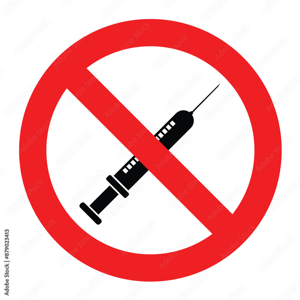 No Drug Use or Injection needles Sign, prohibition of carrying, using ...
