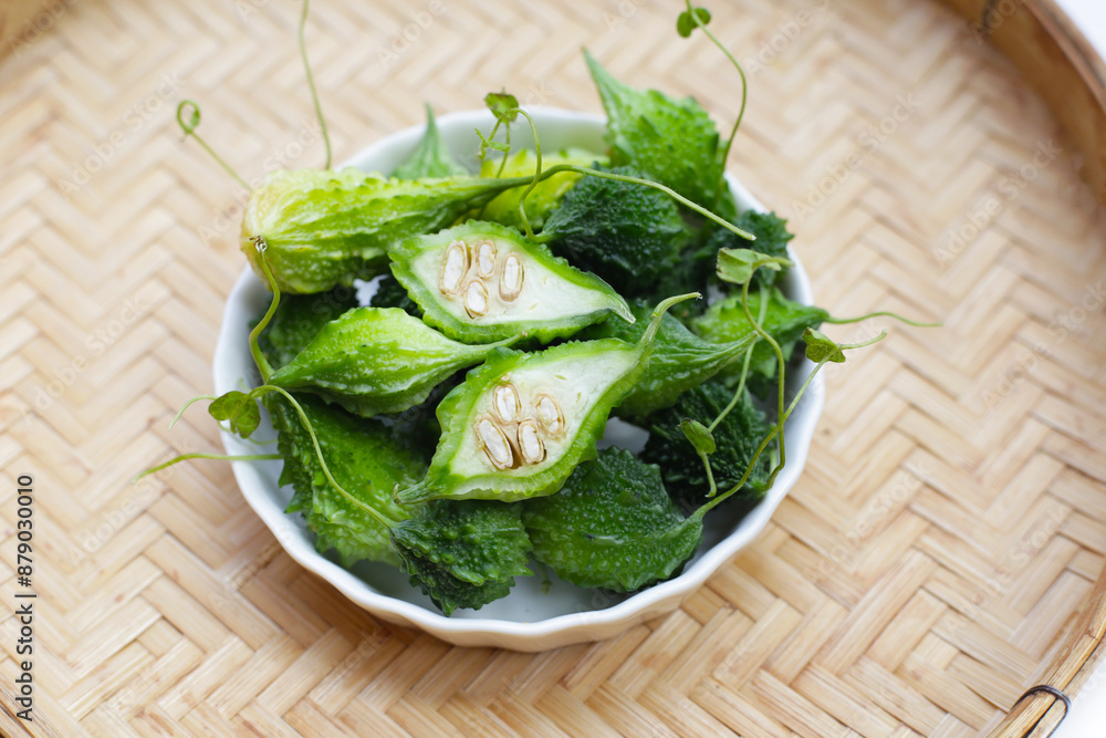Balsam pear, Bitter cucumber, Leprosy gourd Stock Photo | Adobe Stock