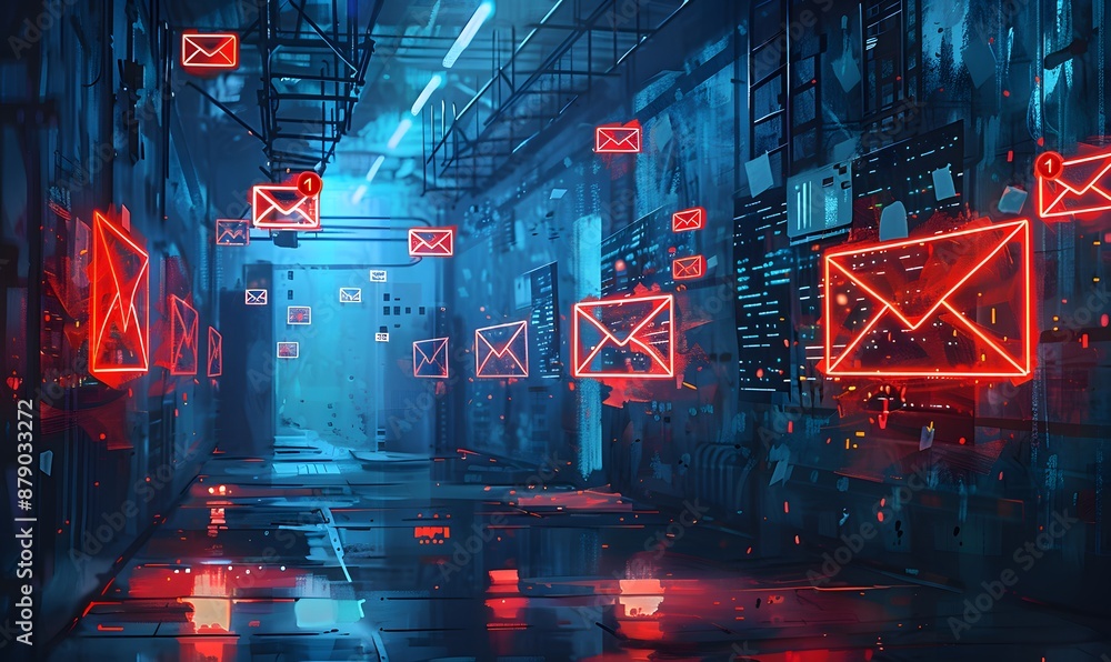 a digital composition illustrating the importance of email security ...