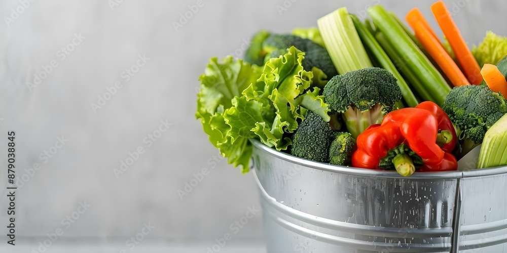 Disposal of spoiled vegetables in trash can adding to food waste ...
