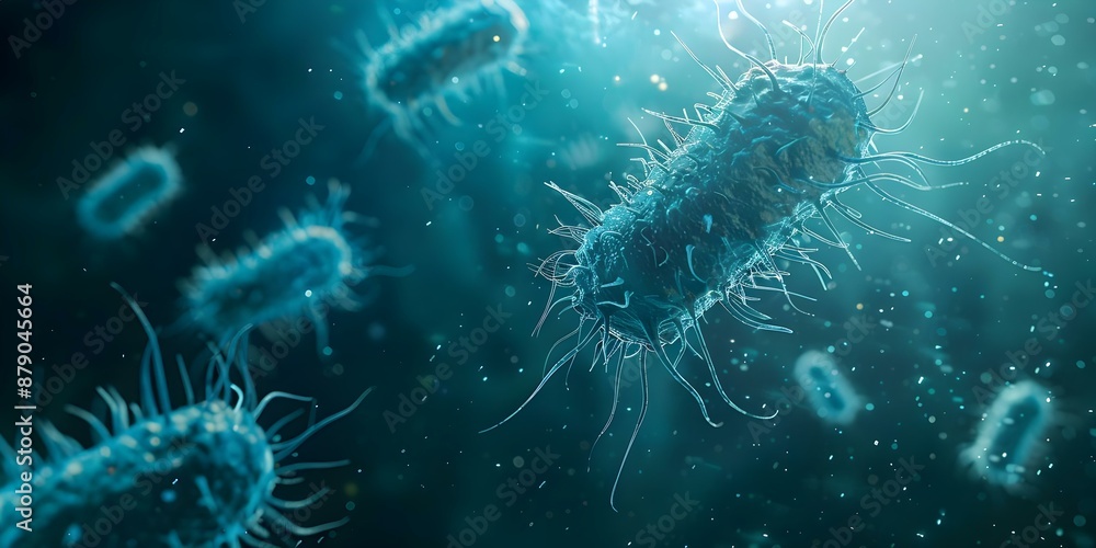 Exploring the World of Microscopic Bacteria in a Blue Background A Dive ...