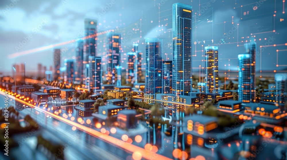 Detailed 3D digital model on screen, full-color 3D holographic of a ...