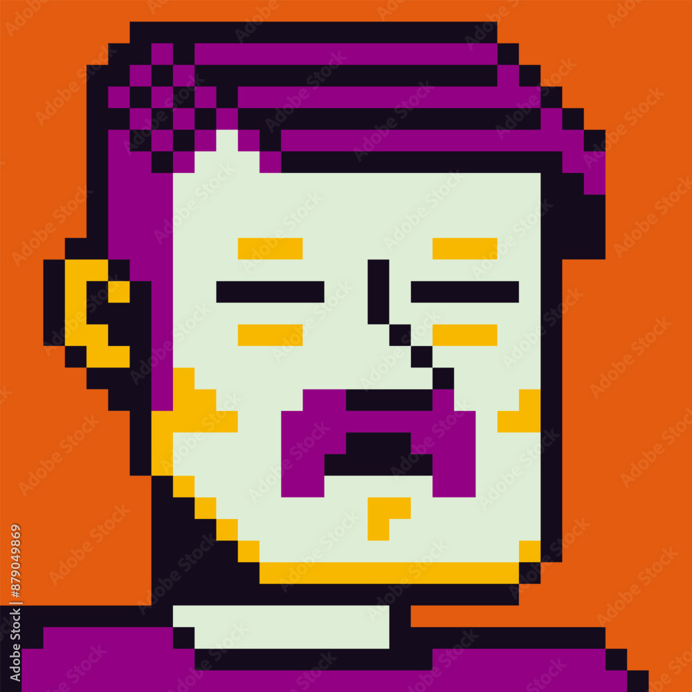 Pixel art man, male character 8-bit, 80-s, avatar, guy face with ...