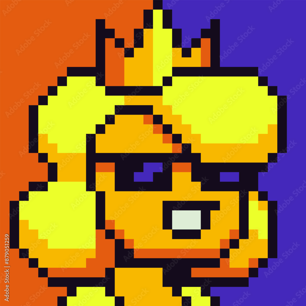 Vetor de Pixel art queen woman with crown, female character princess 8 ...