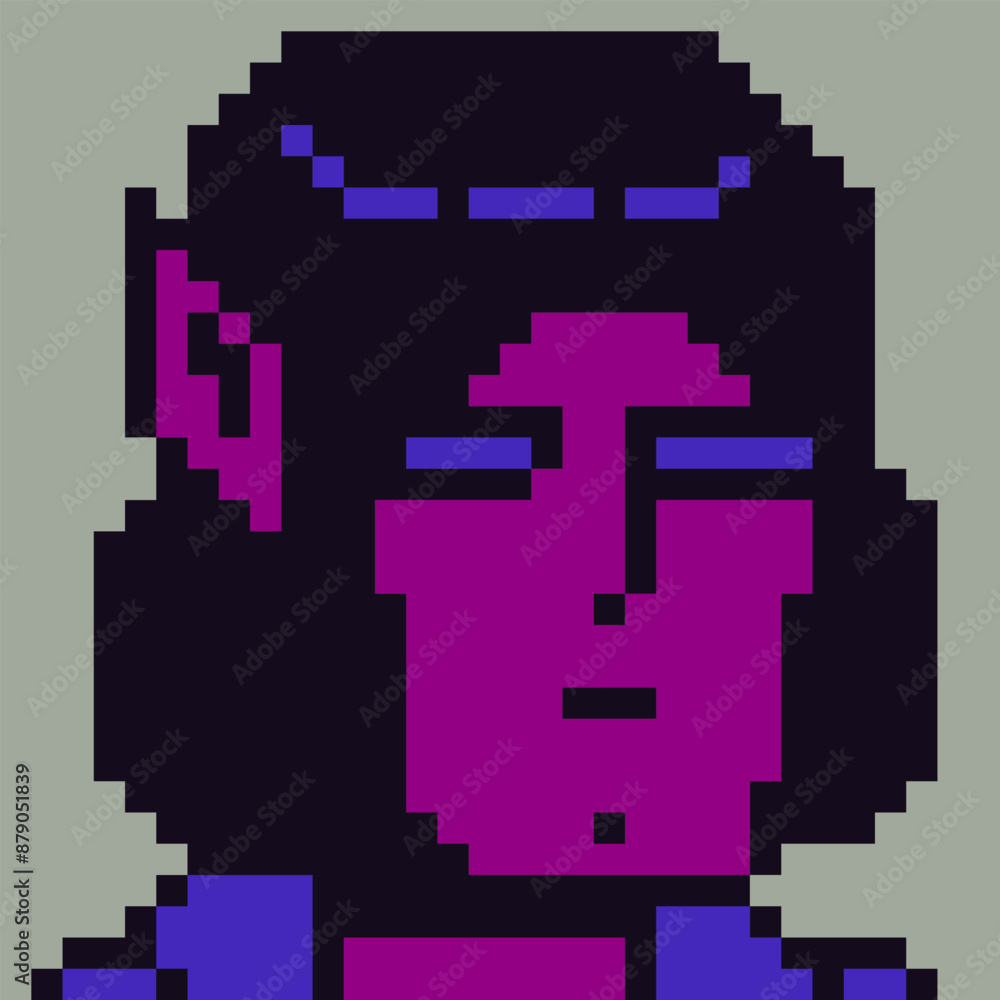 Pixel art monster man, male character 8-bit, elf ears 80-s, avatar, guy ...