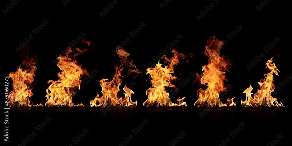 Assortment of Individual Burning Fire Flames for Design Elements and ...