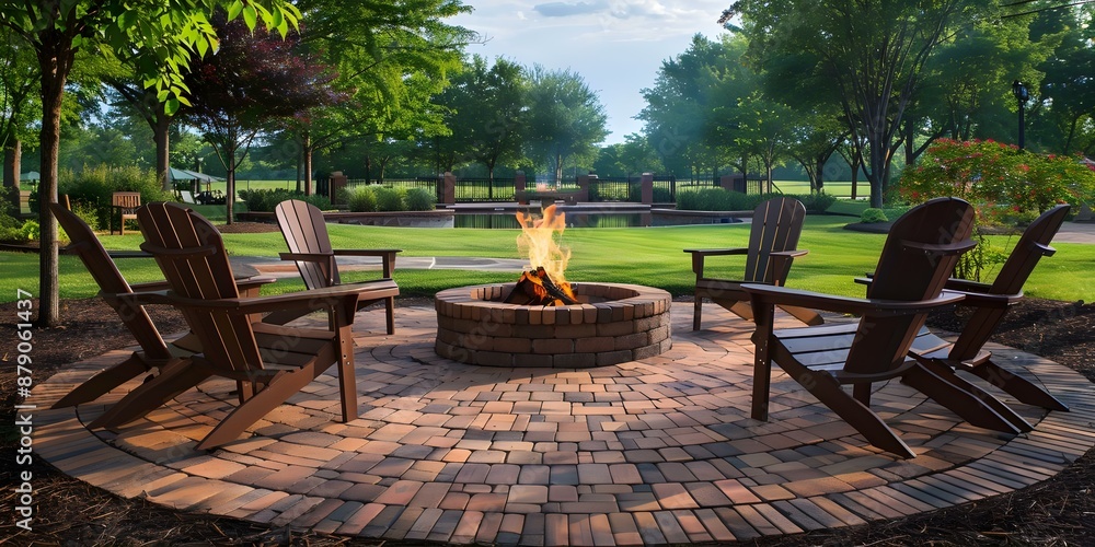 Creating a Cozy Outdoor Setting Brick Patio with Central Fire Pit and ...