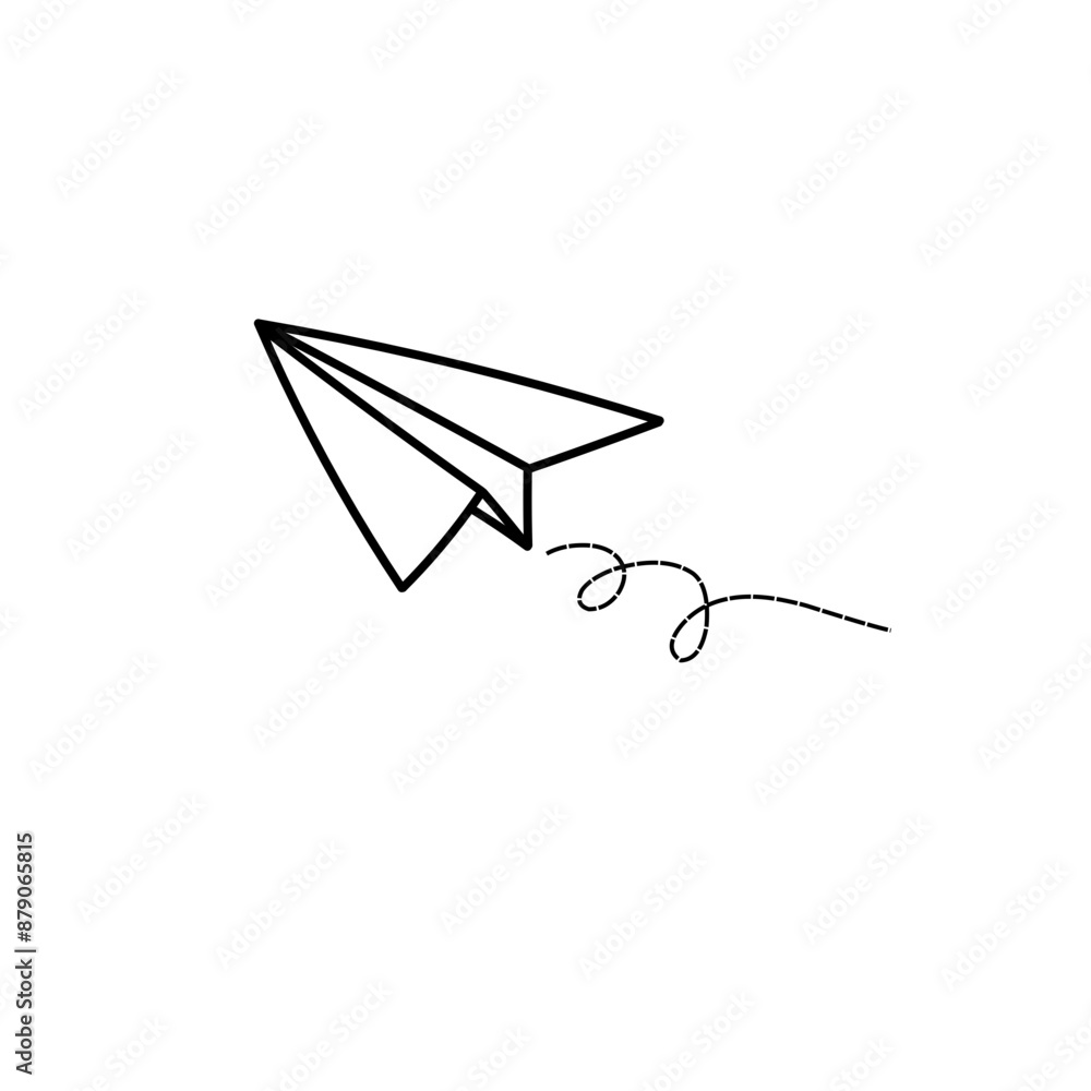 Hand drawn paper airplane. Isolated. Outline. Hand drawn doodle ...