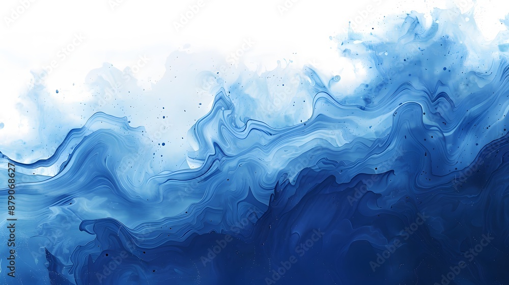 abstract waves in gradient deep blue colors with liquid fluid grunge ...