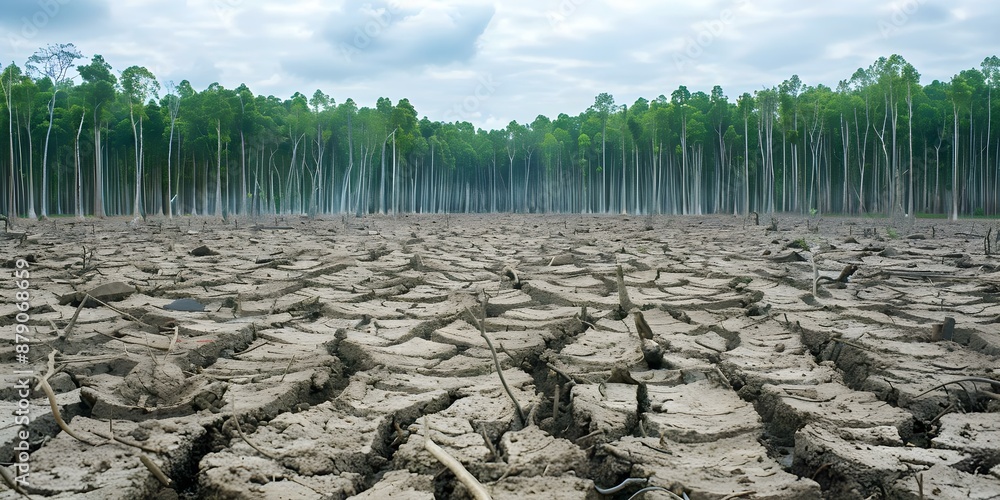 Visual representation of deforestation showing the remaining trees in a ...