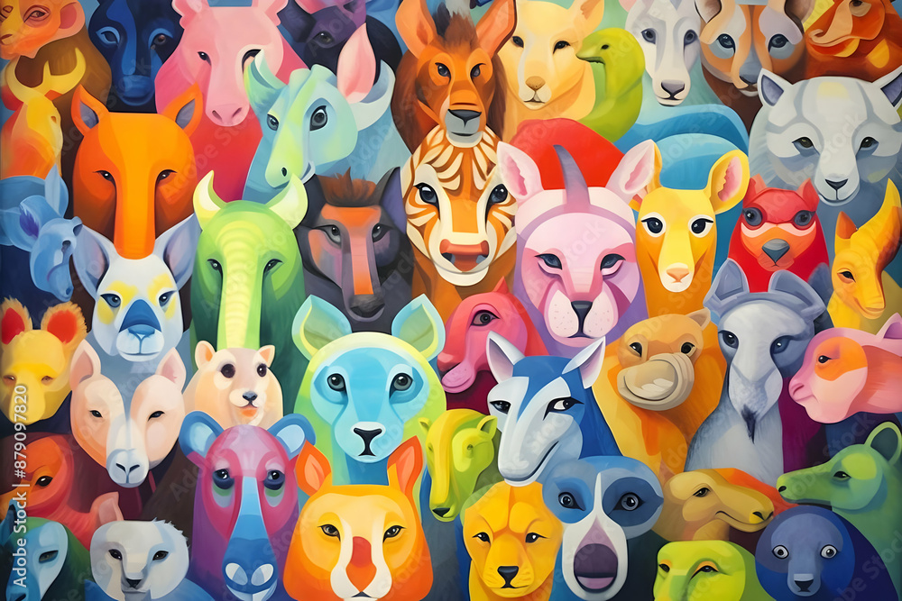 Colorful Animal Illustration with Geometric Shapes Stock Illustration ...